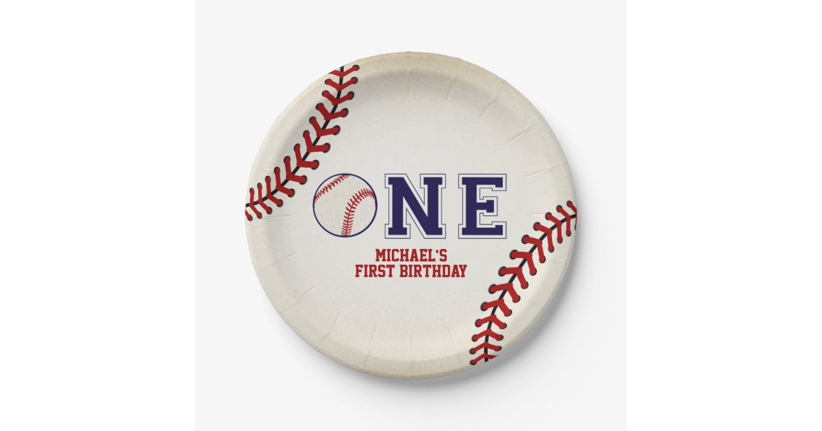 Baseball First Birthday Paper Plates | Zazzle