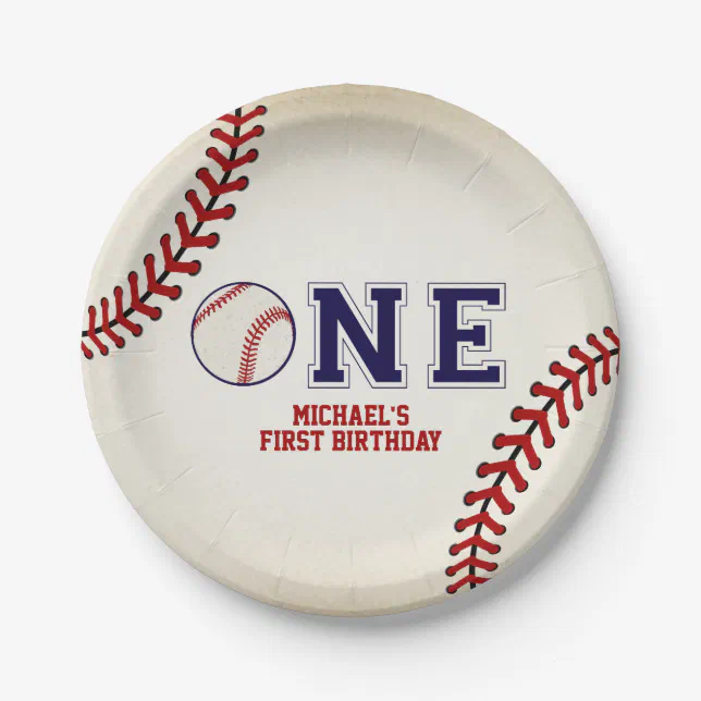 Baseball First Birthday Paper Plates | Zazzle