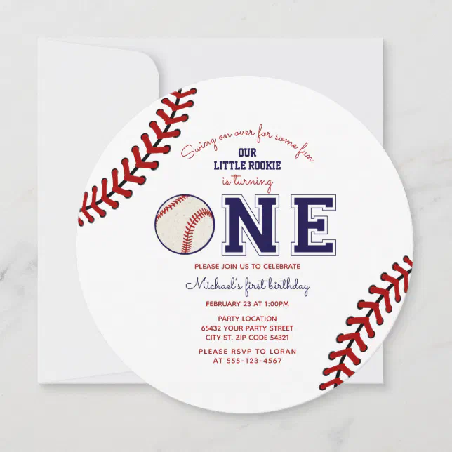 Baseball First Birthday Party Invitation | Zazzle