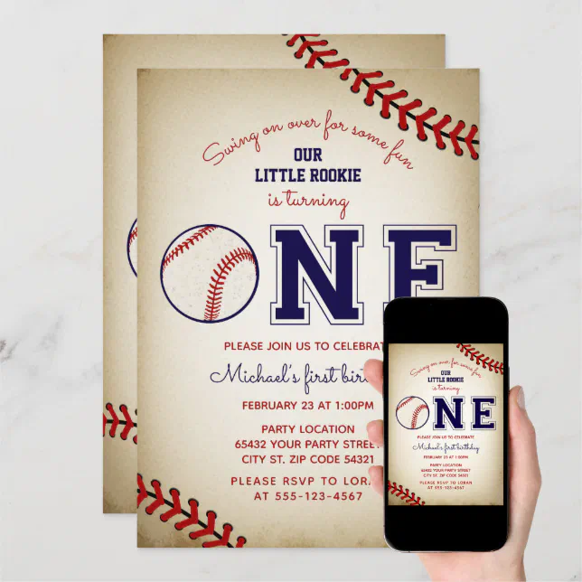 Baseball First Birthday Party Invitation | Zazzle