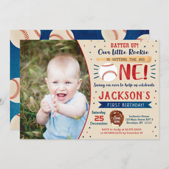Baseball First Birthday Party Invitations | Zazzle