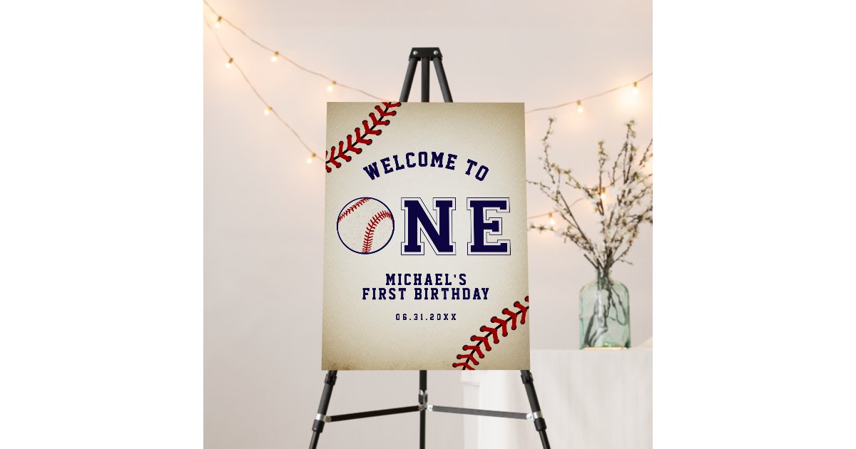 Baseball First Birthday Welcome Sign | Zazzle