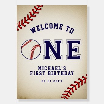 Baseball First Birthday Welcome Sign | Zazzle