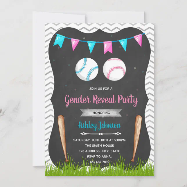 Baseball gender reveal invitation | Zazzle