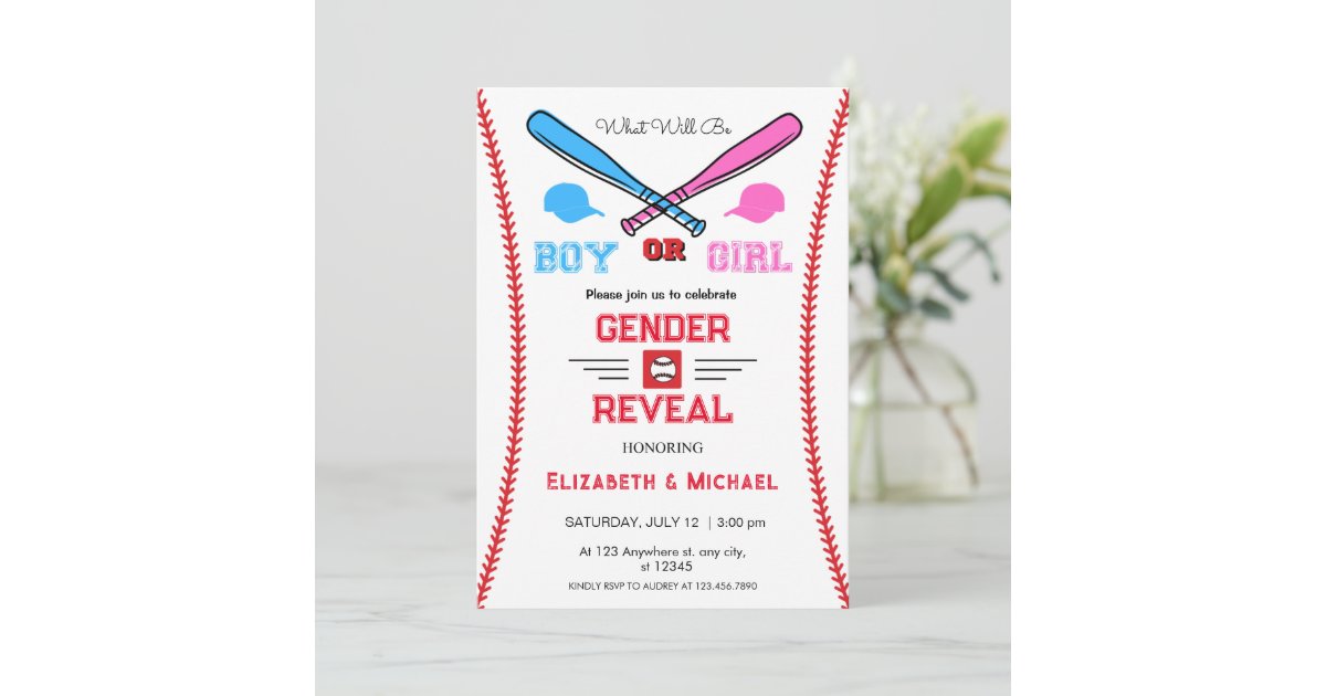 Baseball Gender Reveal invitations | Zazzle