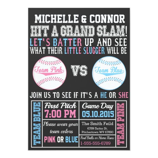 Baseball Gender Reveal Party Invitation Chalkboard | Zazzle.com