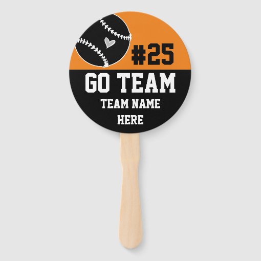 Baseball Go Team Spirit One Photo Orange Hand Fan | Zazzle