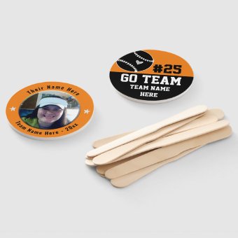 Baseball Go Team Spirit One Photo Orange Hand Fan | Zazzle