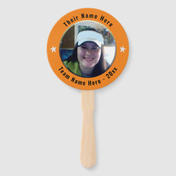 Baseball Go Team Spirit One Photo Orange Hand Fan | Zazzle
