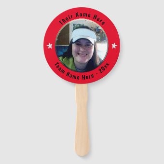 Baseball Go Team Spirit One Photo Red Hand Fan | Zazzle