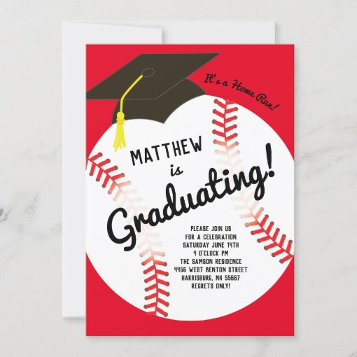 Baseball Graduation Party Sports Invitation | Zazzle