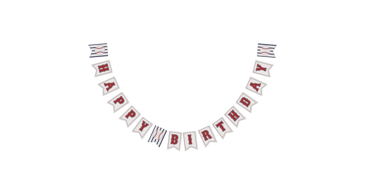 Baseball Happy Birthday Bunting Flag Banner Red | Zazzle
