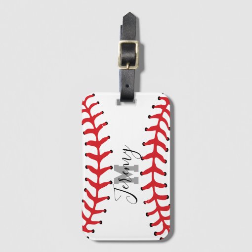Baseball Initial & Name Luggage Tag | Zazzle