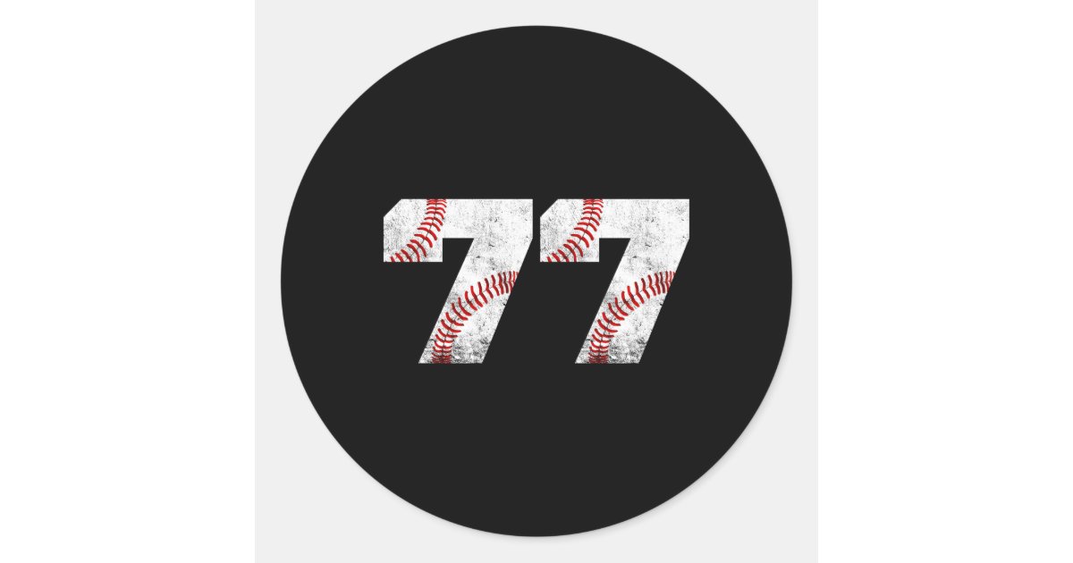 Baseball Jersey Number 77 77Th Classic Round Sticker | Zazzle