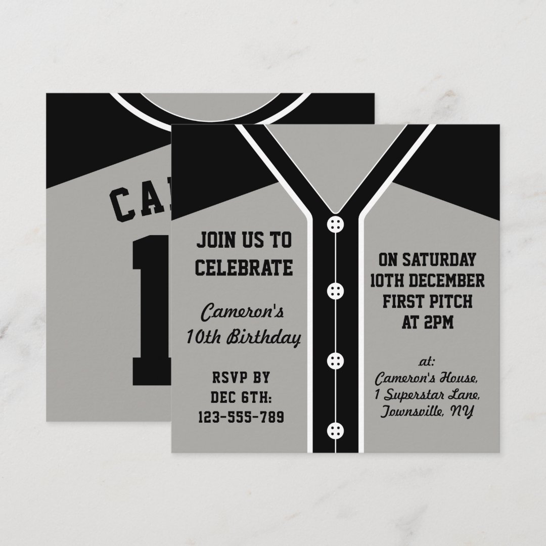 Baseball Jersey Themed Party Invites Template | Zazzle