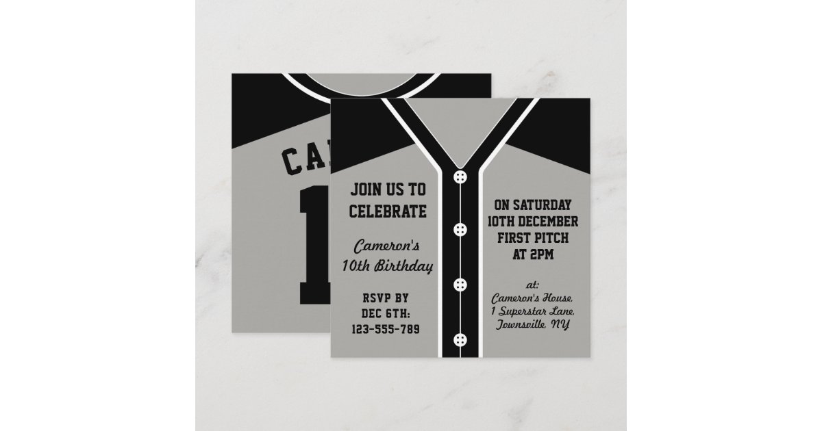 Baseball Jersey Themed Party Invites Template | Zazzle