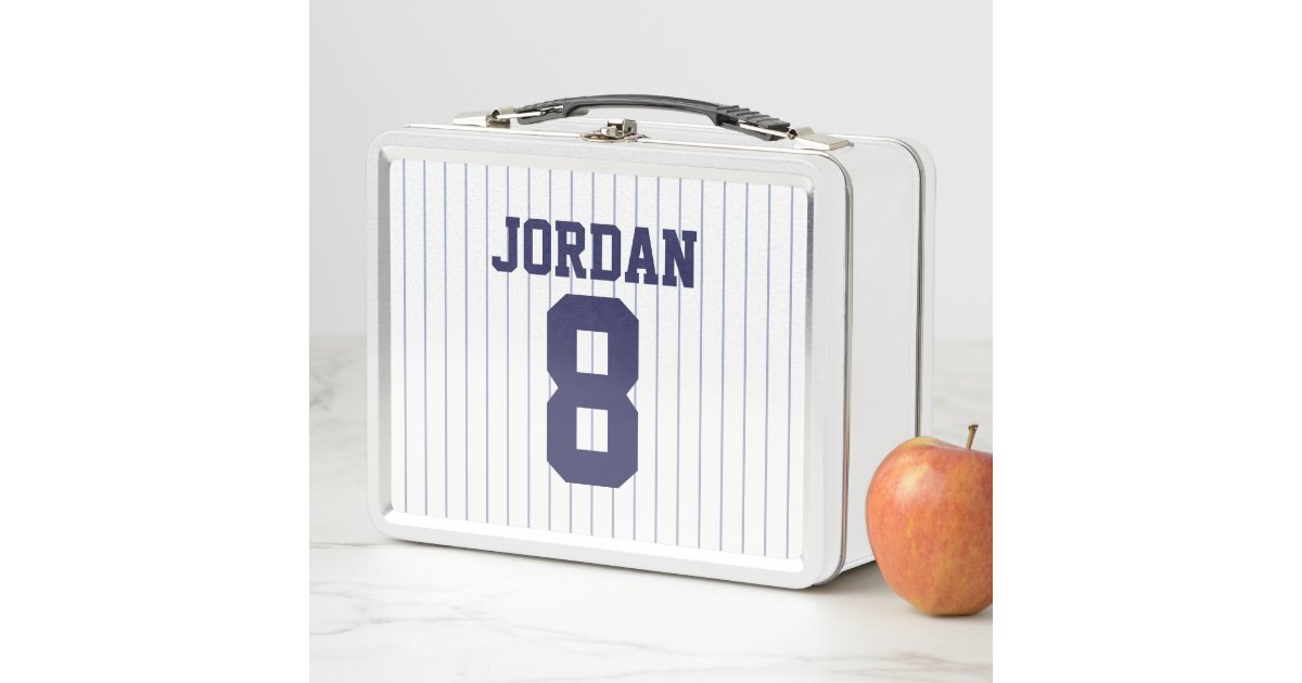 Baseball Jersey with Custom Name and Number Metal Lunch Box | Zazzle