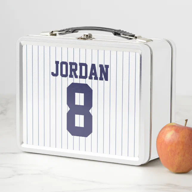 Baseball Jersey with Custom Name and Number Metal Lunch Box | Zazzle