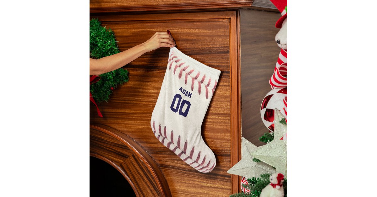 Baseball Look Personalized Stocking | Zazzle