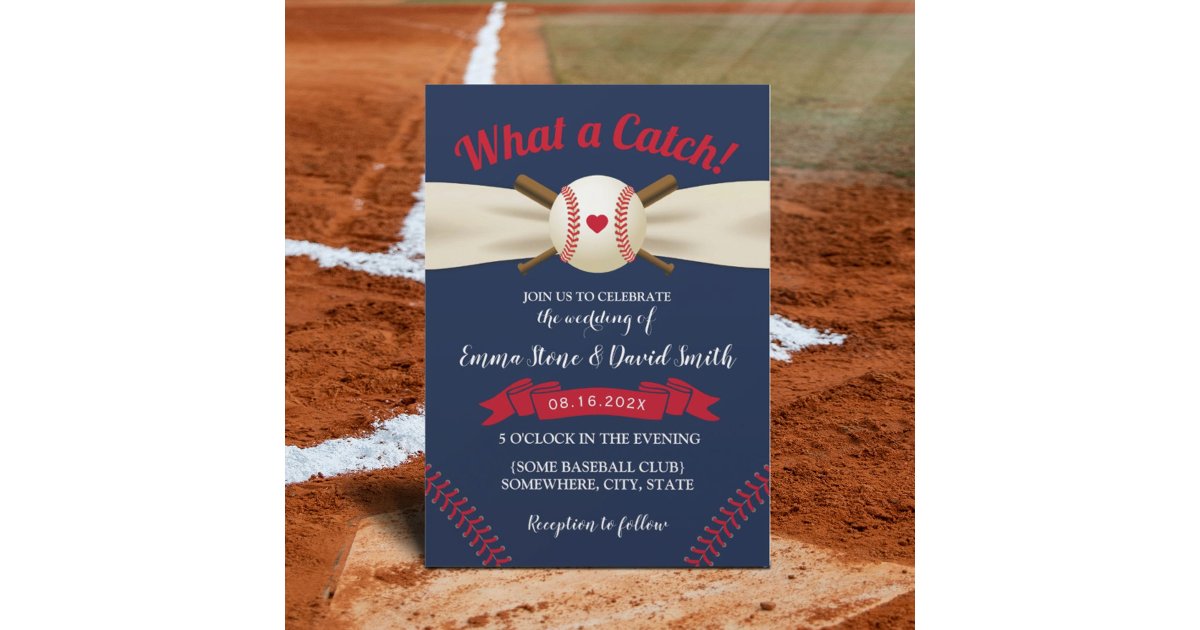 Baseball Love Sports Theme Elegant Navy Wedding Invitation | Zazzle