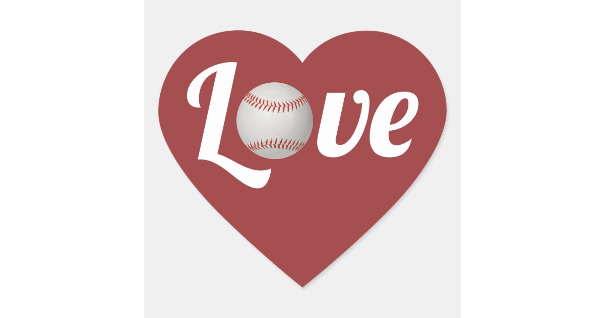 Baseball Love Sports Theme Wedding Favor Thank You Heart Sticker | Zazzle