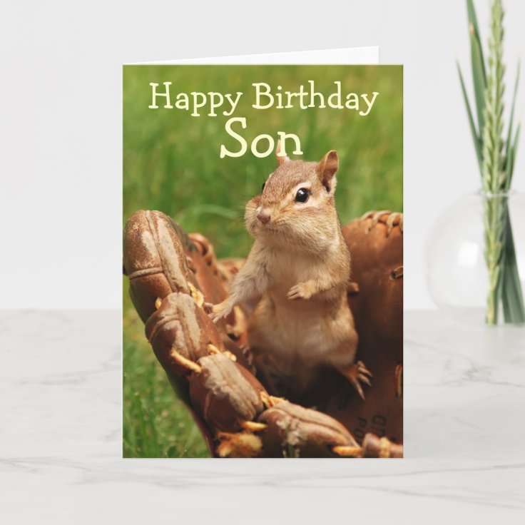 Baseball Loving Chipmunk Birthday Card | Zazzle