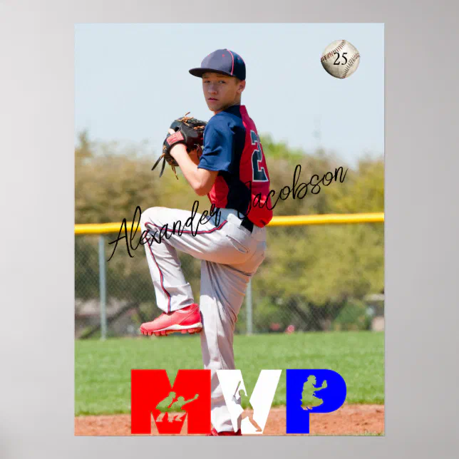 Baseball MVP Replace Photo Custom Poster | Zazzle