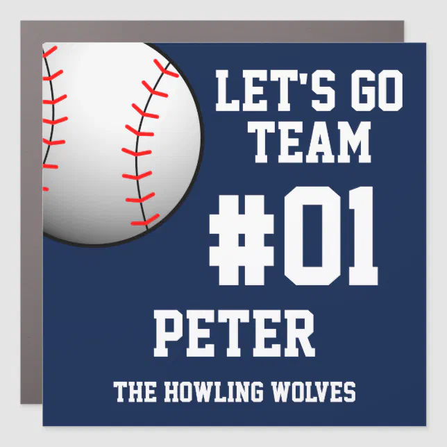 Baseball Navy White Car Magnet | Zazzle