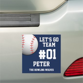 Baseball Navy White Car Magnet | Zazzle
