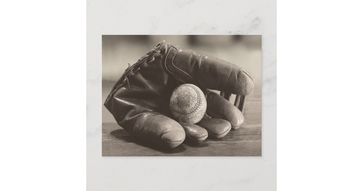 Baseball Nostalgia - Mitt and Baseball Postcard | Zazzle