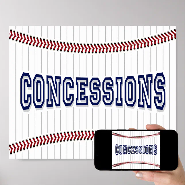 Baseball Party CONCESSIONS Sign Print | Zazzle