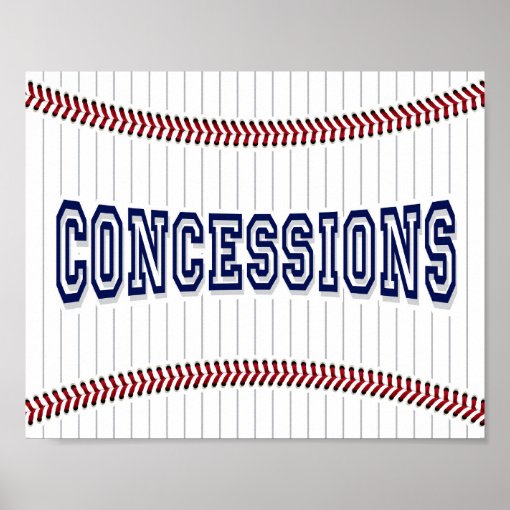 Baseball Party CONCESSIONS Sign Print | Zazzle