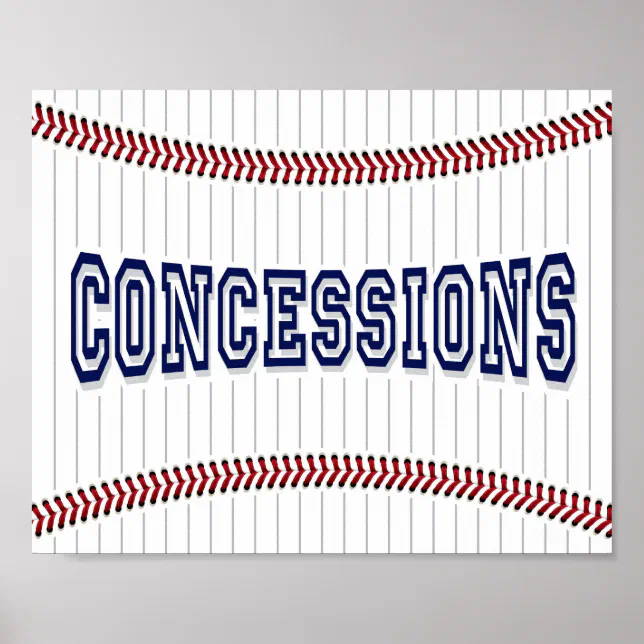Baseball Party CONCESSIONS Sign Print | Zazzle