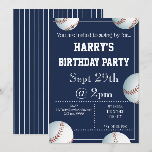 Baseball Party Invitation Editable | Zazzle