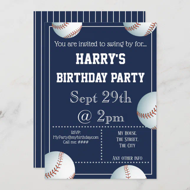 Baseball Party Invitation Editable | Zazzle