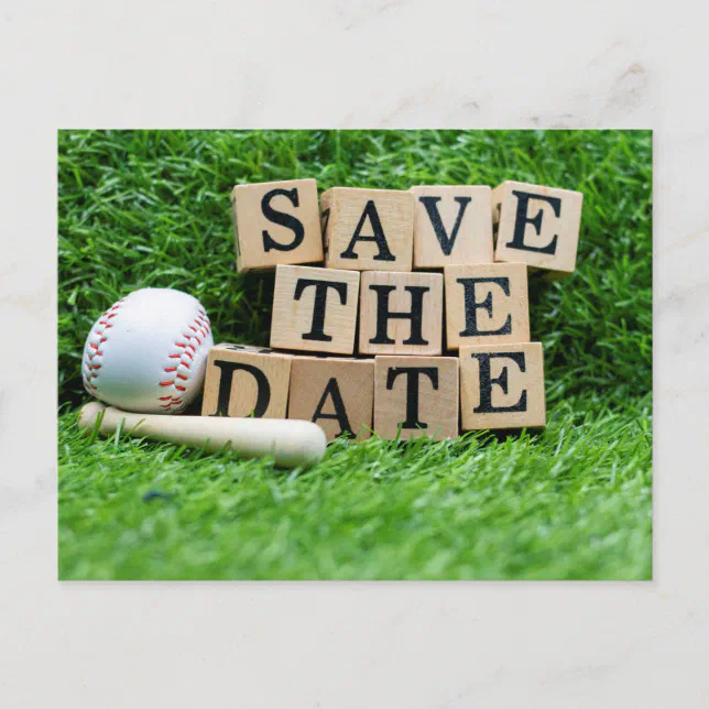 Baseball party save the date invitation postcard | Zazzle