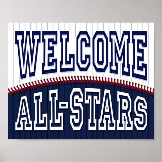 Baseball Party WELCOME ALL-STARS Sign Print | Zazzle.com