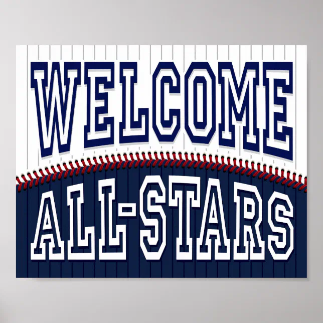 Baseball Party WELCOME ALL-STARS Sign Print | Zazzle