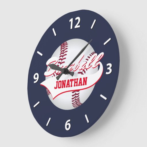 Baseball Personalize Large Clock | Zazzle