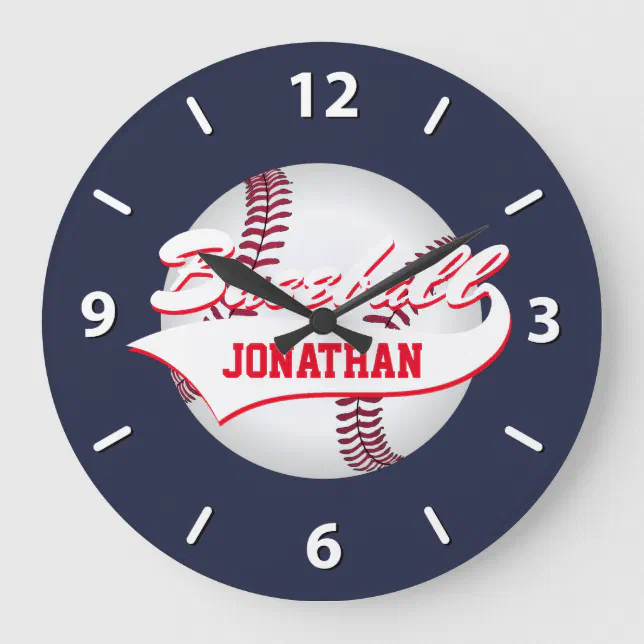 Baseball Personalize Large Clock | Zazzle