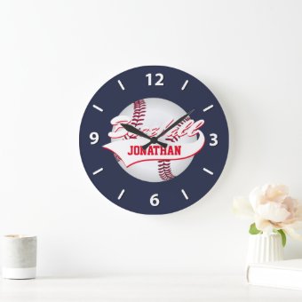 Baseball Personalize Large Clock | Zazzle