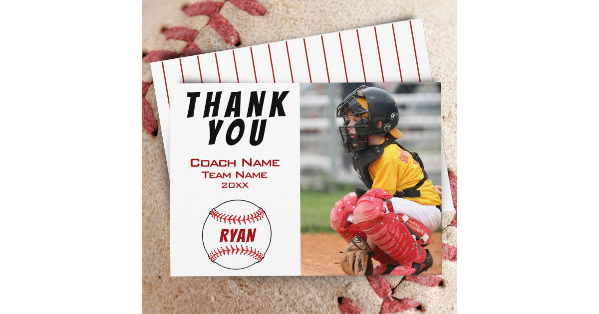 Baseball Photo Thank you Coach Baseball Card | Zazzle