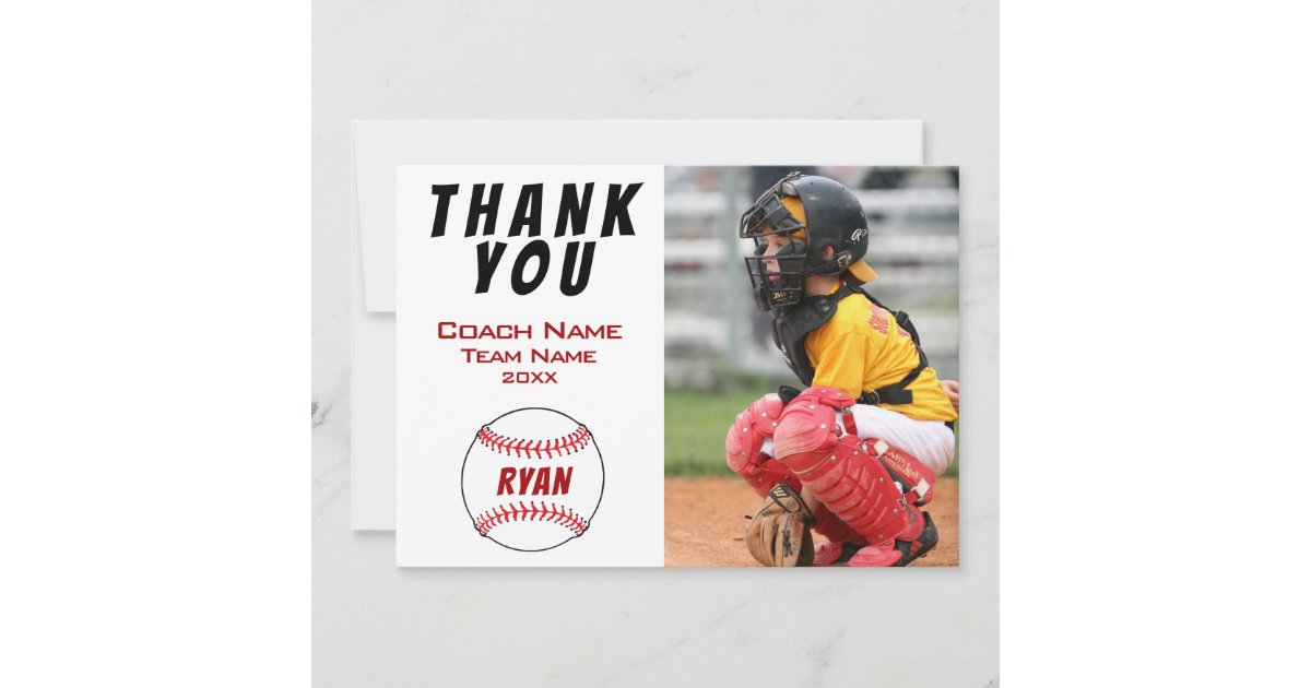 Baseball Photo Thank you Coach Baseball Card | Zazzle.com