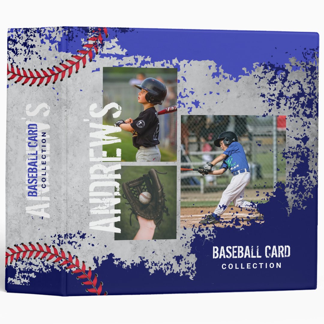 Baseball Photos Scrapbook Grunge Baseball Card 3 Ring Binder | Zazzle