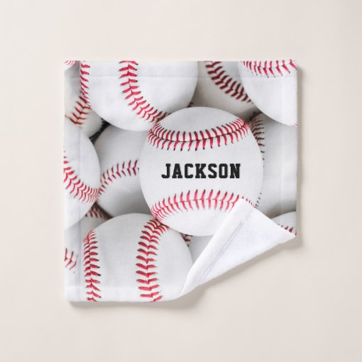 Baseball Pile Photo Close-Up Monogram Bath Towel Set | Zazzle