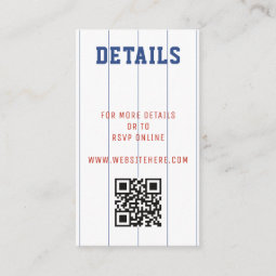 Baseball Pinstripe QR Code Wedding Details Enclosure Card | Zazzle