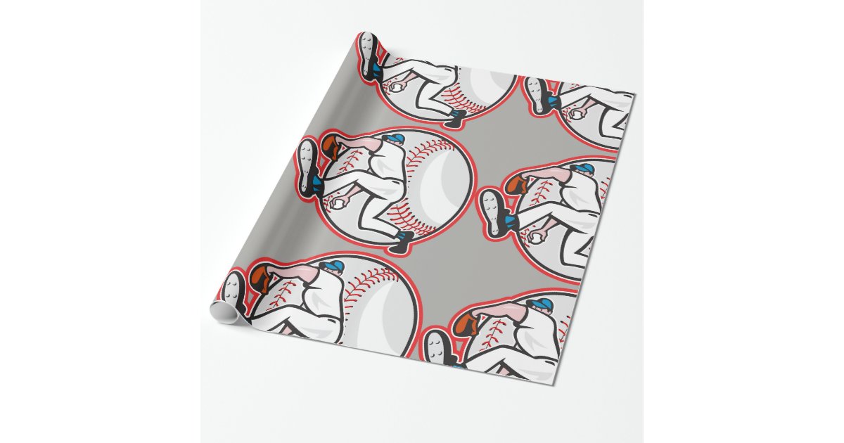 Baseball Pitcher Glossy Wrapping Paper | Zazzle