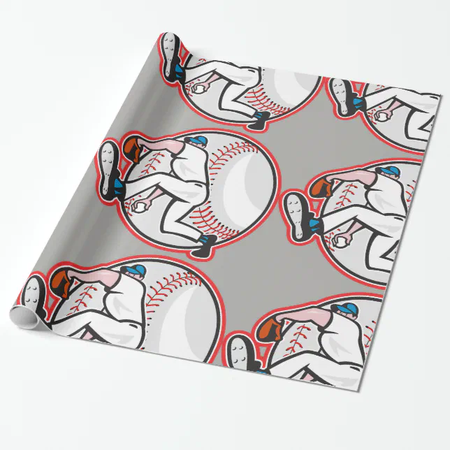 Baseball Pitcher Glossy Wrapping Paper | Zazzle