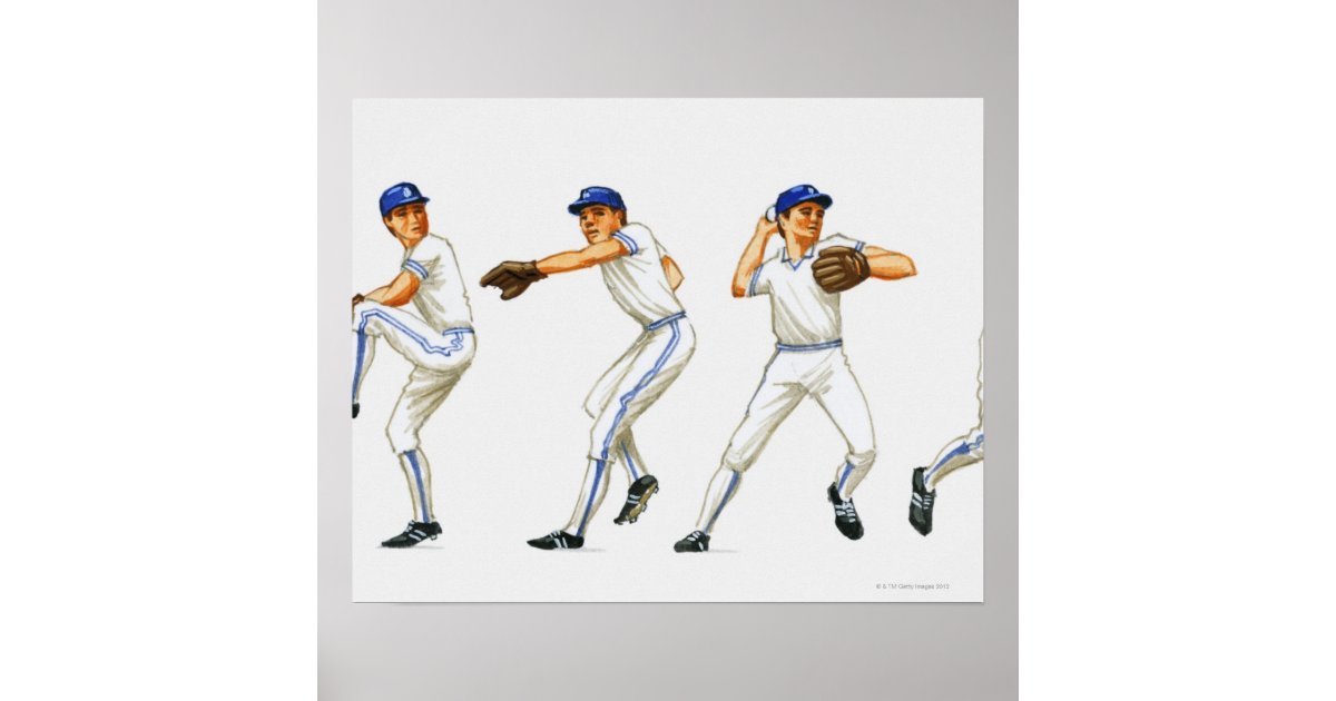 Baseball pitching technique, multiple image poster | Zazzle