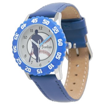 Baseball Player Blue Watch | Zazzle